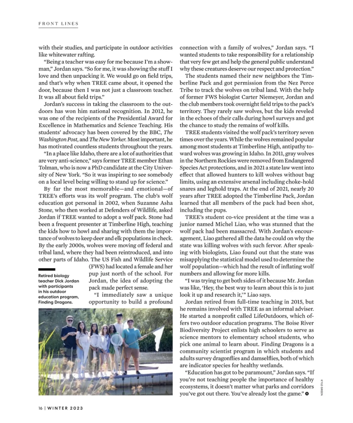 Boise Educator & Wolf Advocate Featured in Sierra Magazine! | Sierra Club