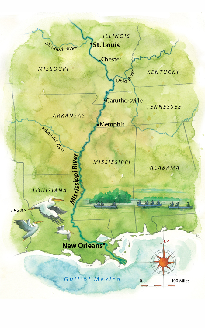 Huckleberry Finn Map Mississippi River